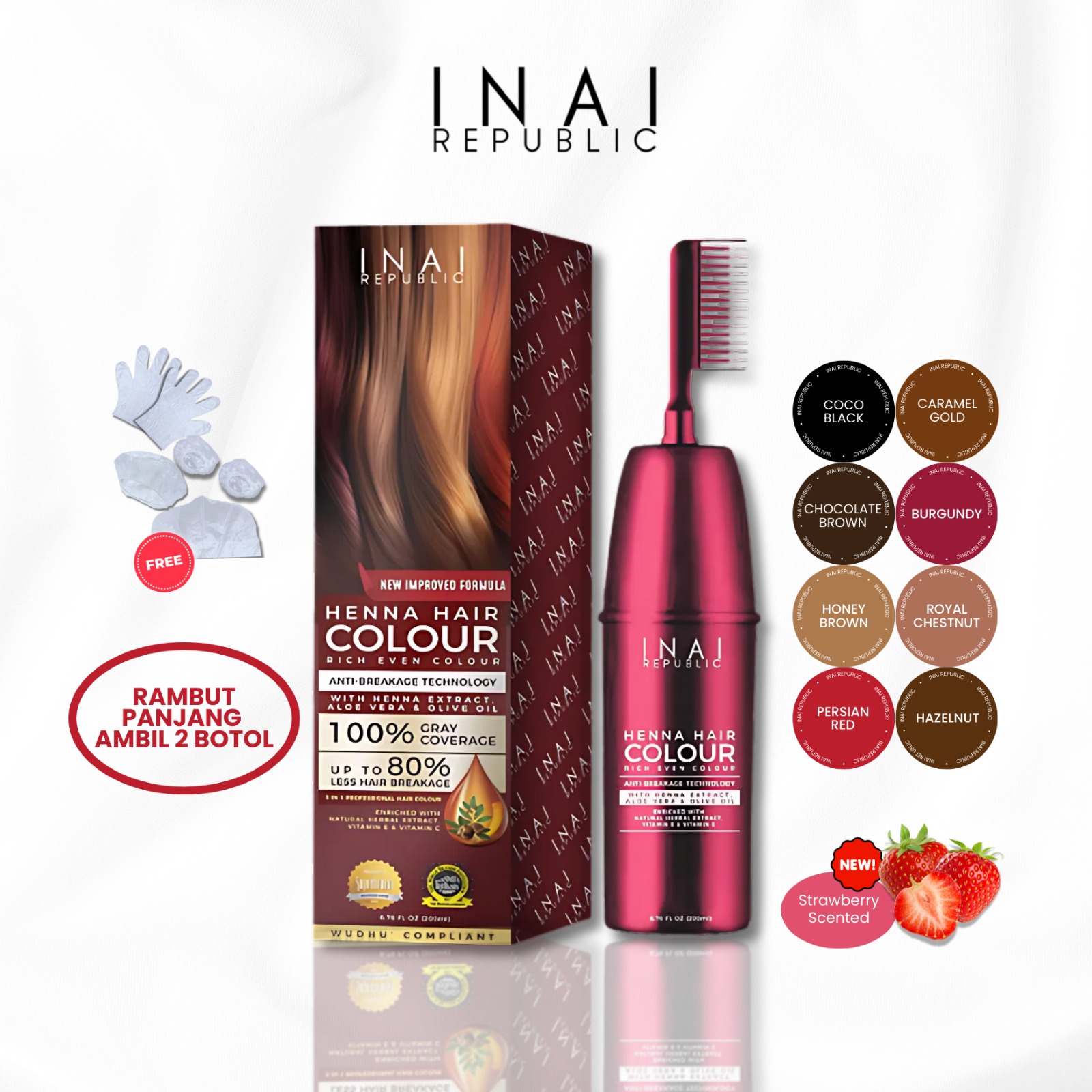 INAI PEWARNA RAMBUT HALAL – HENNA HAIR COLOUR (8 WARNA PREMIUM) | (4 ...